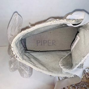Piper | Shoes | Pipergirls White Silver Hightop Sneakers Sz 3 | Poshmark